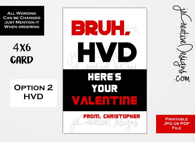 Boys Valentines Cards Printables Bruh Valentine Printable Bruh ...