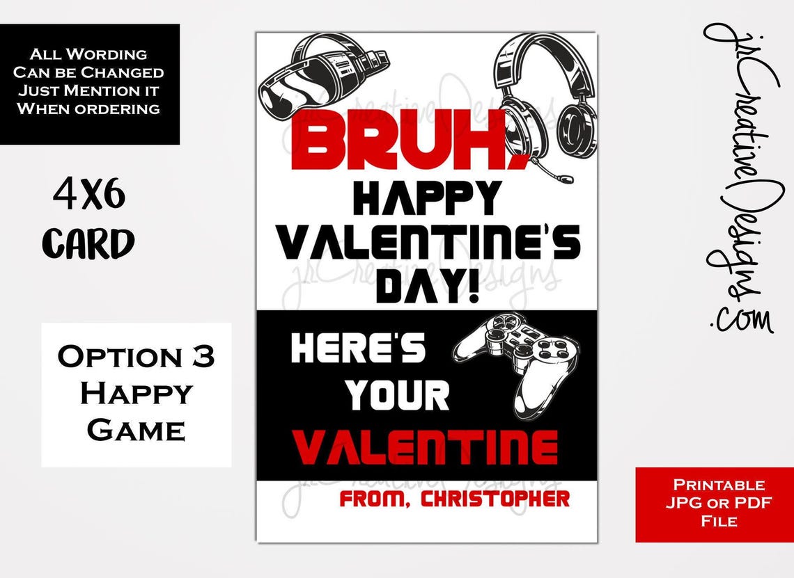 Boys Valentines Cards Printables Bruh Valentine Printable Bruh ...