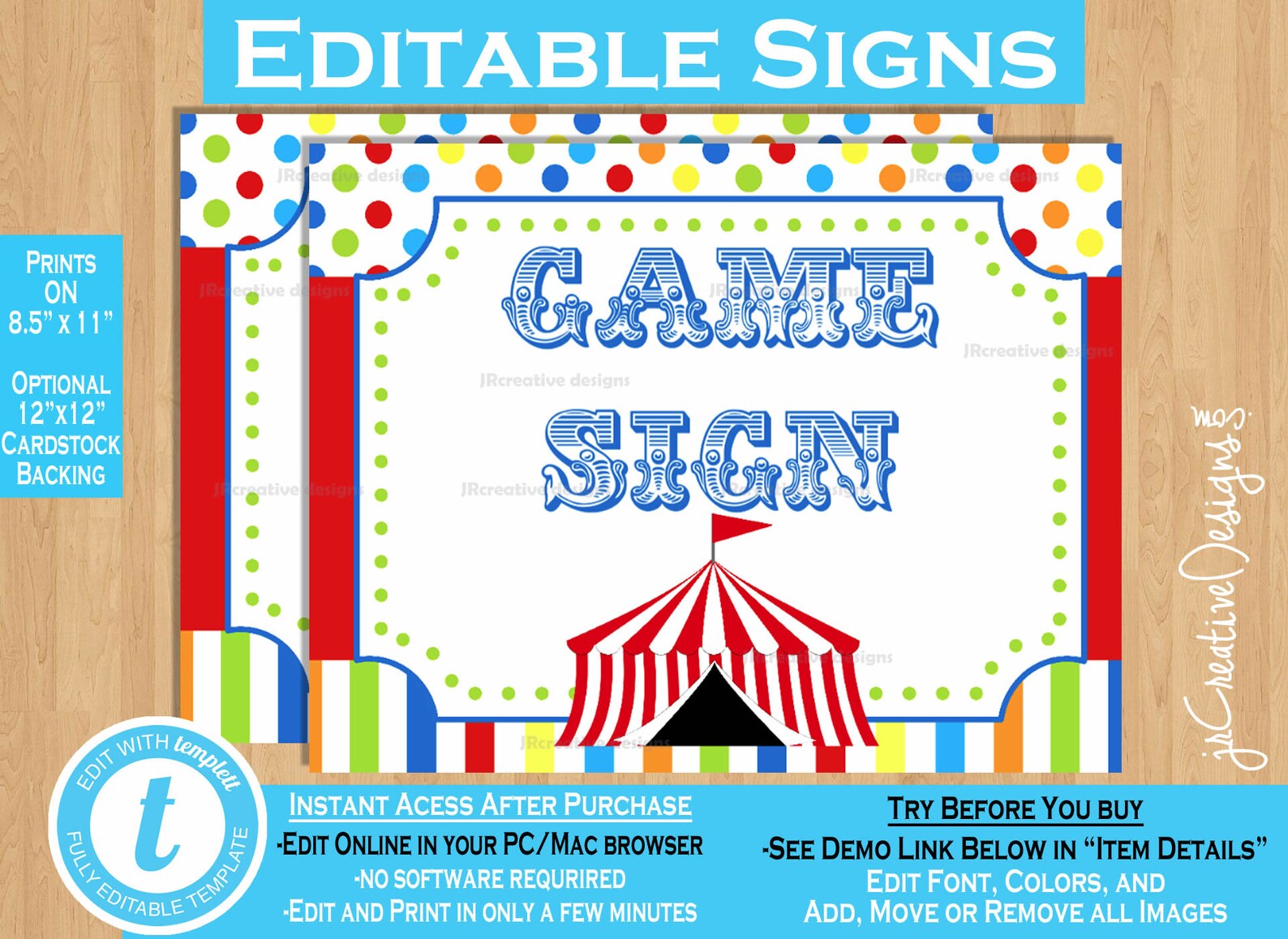 Carnival Game Signs Circus Game Signs Carnival Signs Circus Signs ...