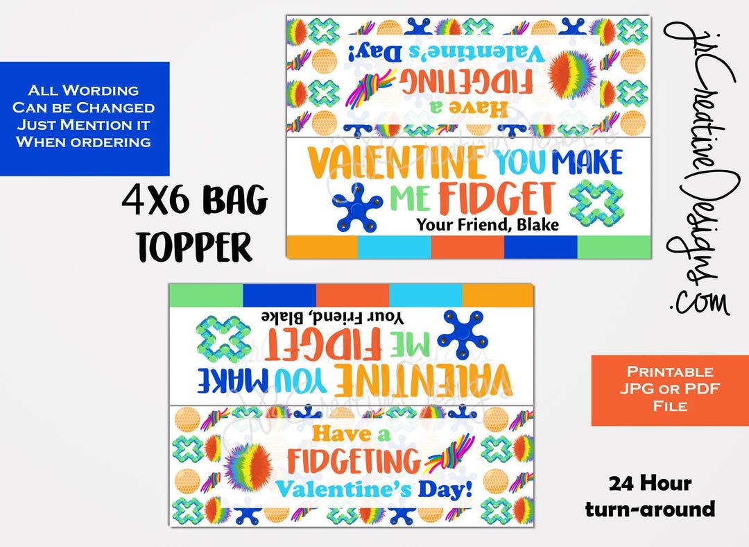 Fidgets Valentine’s Day Cards Printable Fidgets Valentine’s Day Bag ...