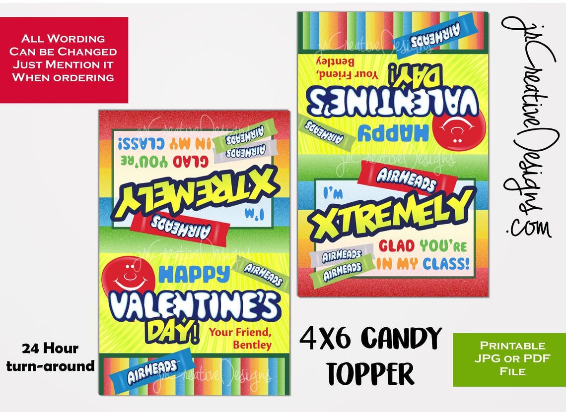 Airheads Valentine’s Day Cards Printable Airheads Valentine’s Day Bag ...