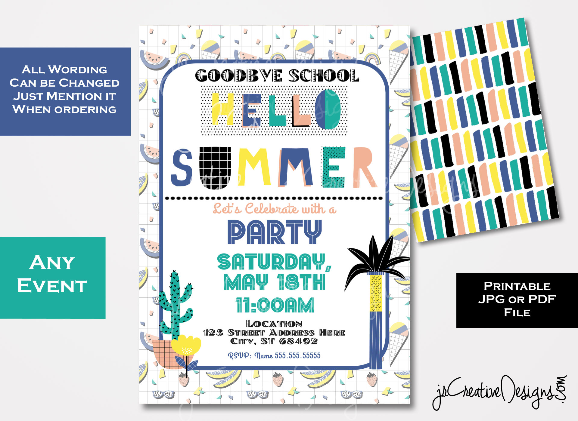 Summer Party Invite Summer Invitation Template Summer Event Invitation ...