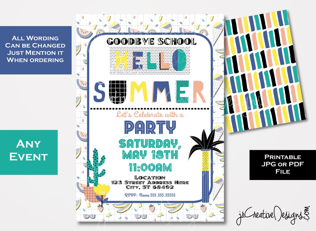 End of School Year Party Invitation Last Day of School Party Invitation ...