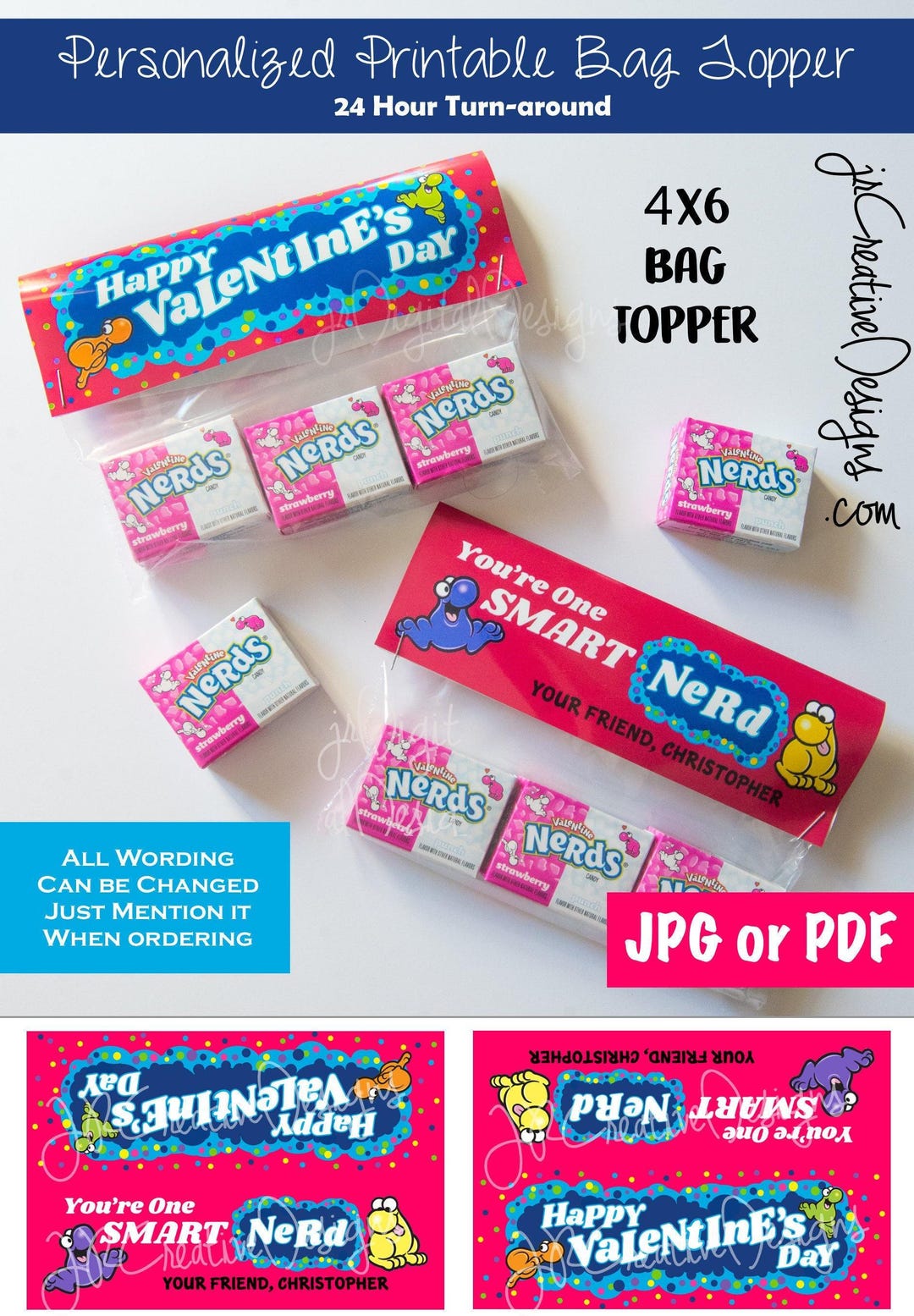 Nerds Valentine Cards for Kids Valentine's Nerds Valentine's Custom ...