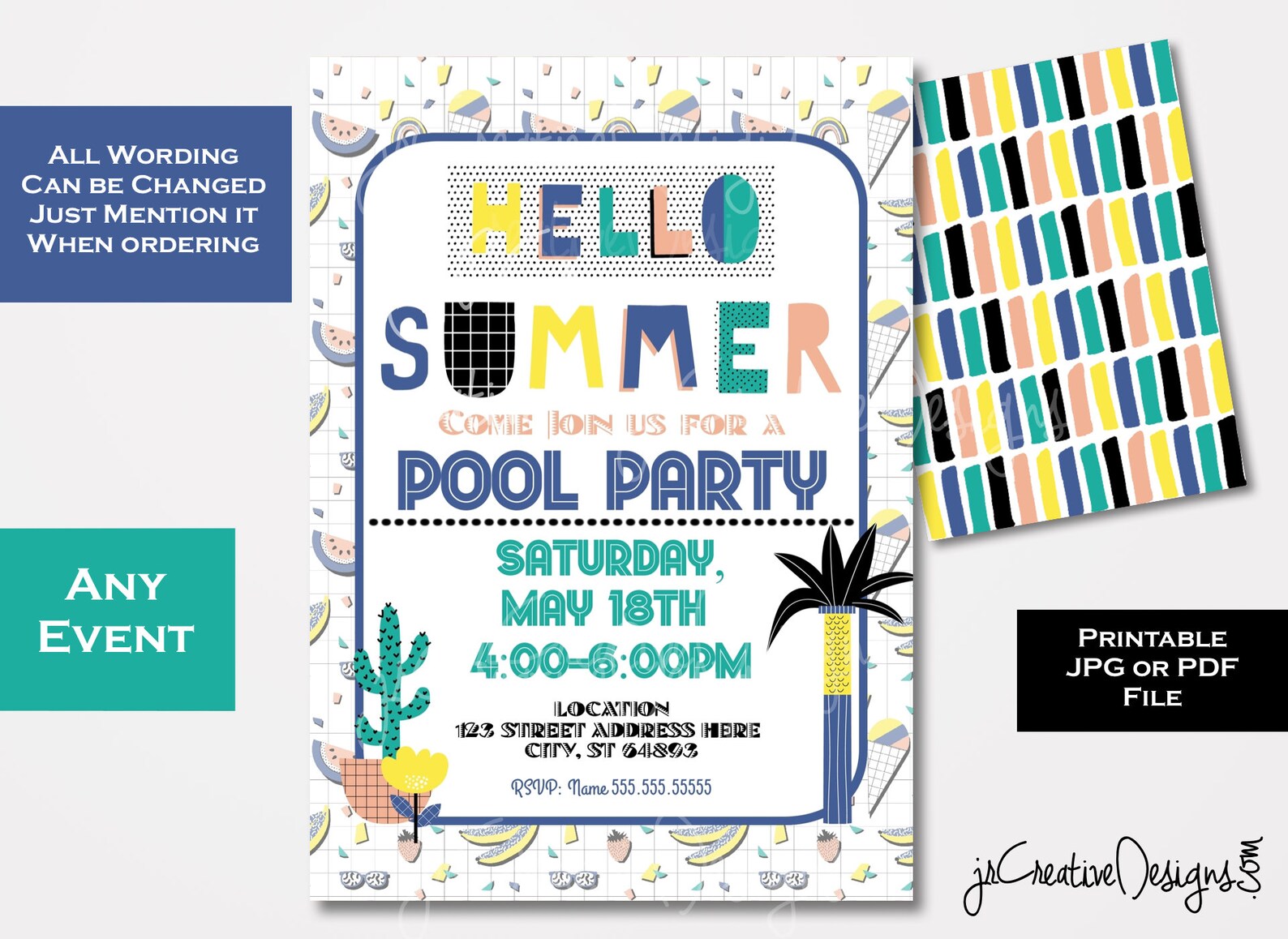 Summer Party Invite Summer Invitation Template Summer Event - Etsy