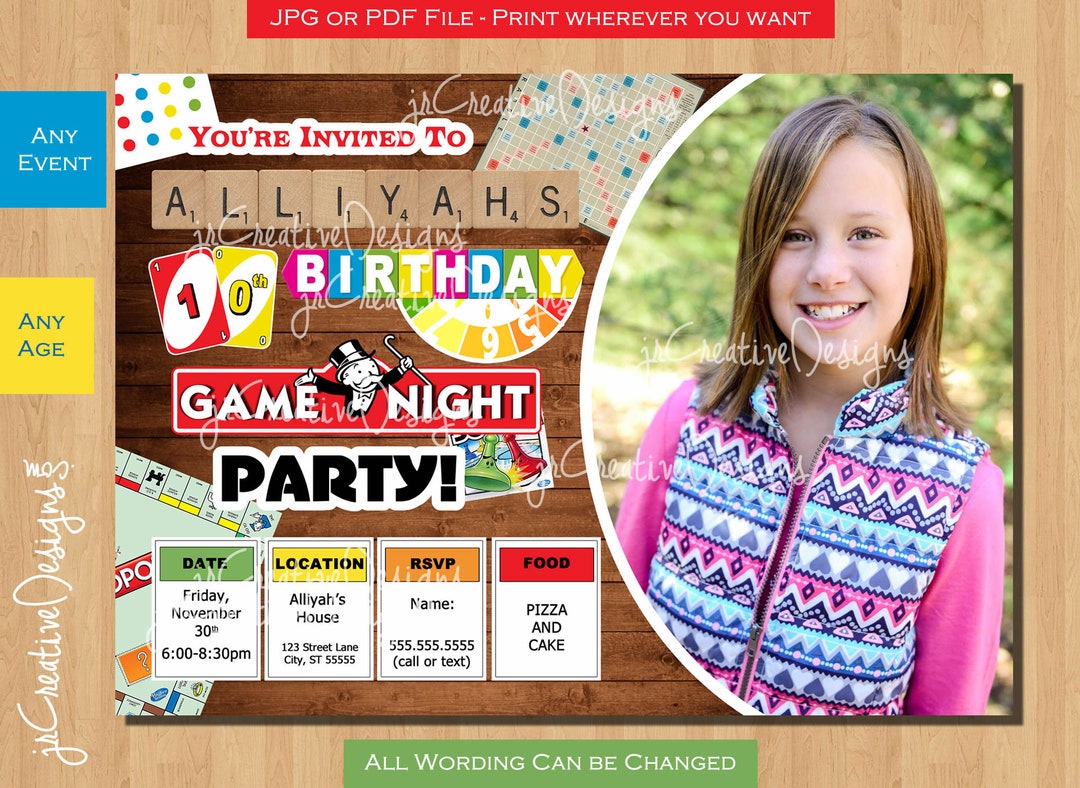 Board Game Invitation Card Game Invitation Cards Party Invitation Game ...