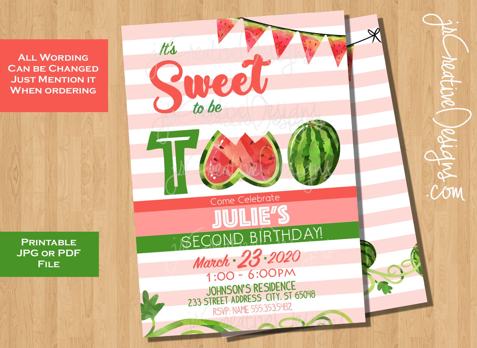 Watermelon Invitation Template Watermelon Invite Watermelon - Etsy