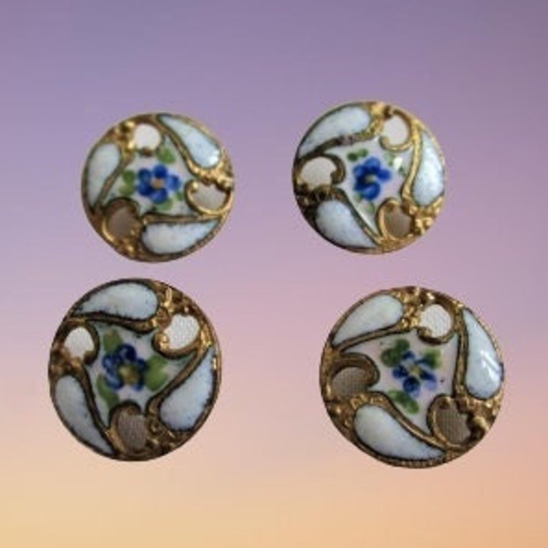 Antique Enamel Button - Etsy