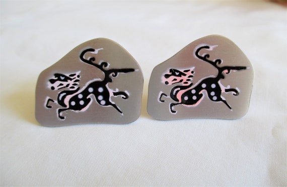 Swank RARE Original Enamel Cheetah Whimsy Cufflinks… - Gem