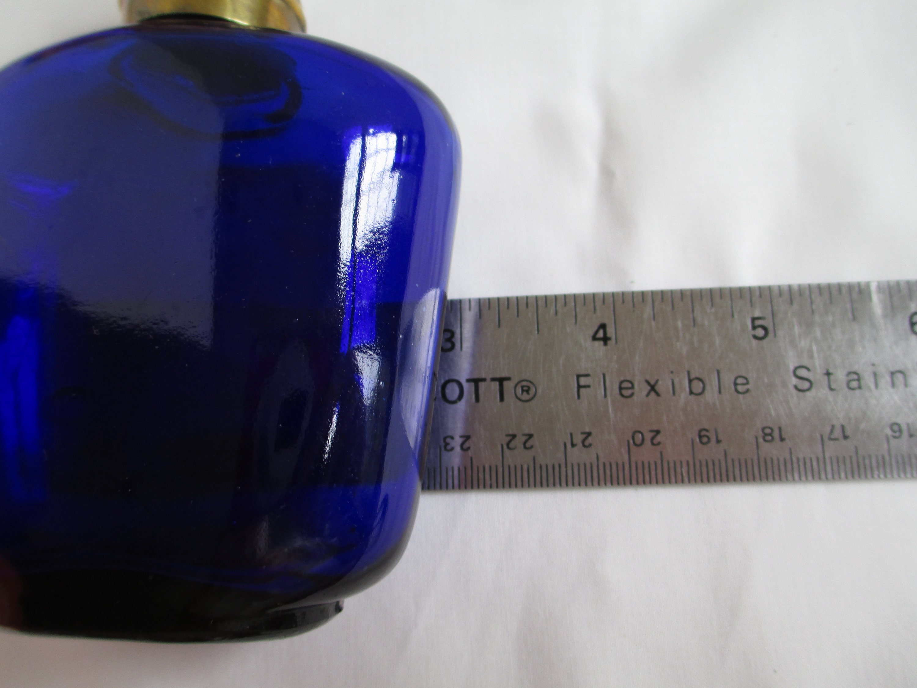 Antique Victorian Cobalt Blue Glass Perfume Flask With Brass Flip Top ...