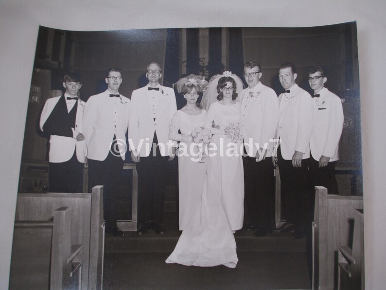 Vintage Photo 1966 Bride and Groom and Wedding Party Groomsman Has ...
