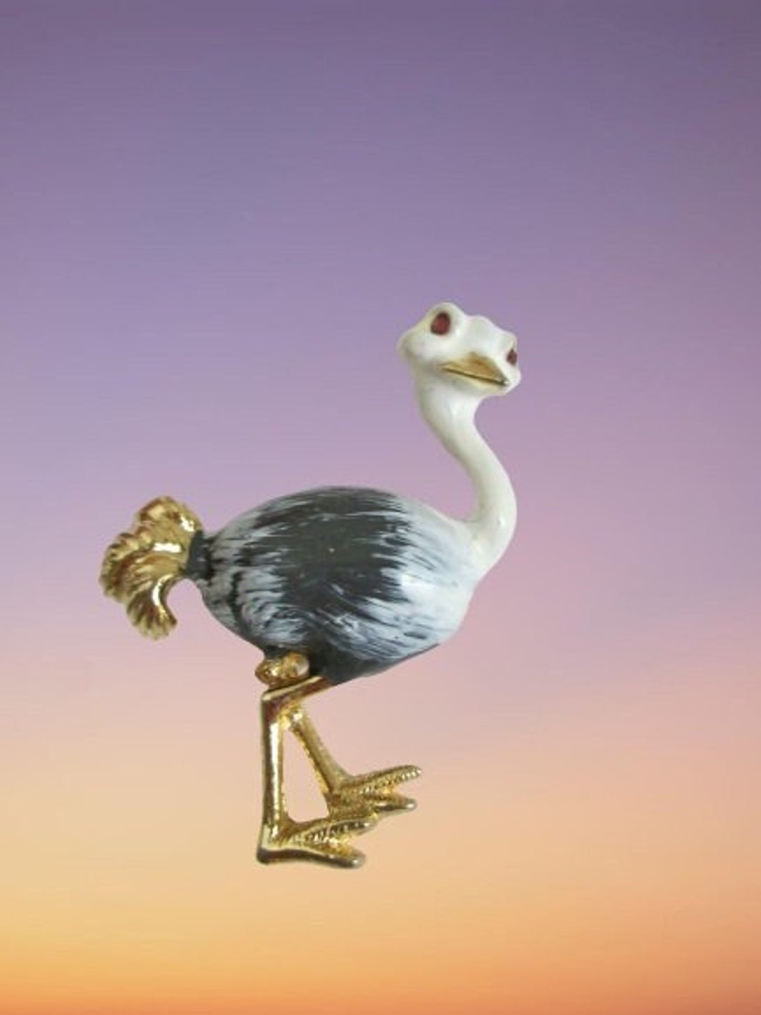 Vintage Adorable GERRY'S Signed Enamel Ostrich Bird Brooch / Pin - Etsy