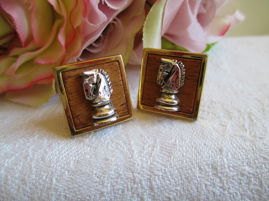 Vintage Cufflinks Knight Horse Head Gold & Silver Tone Cufflinks Men's ...
