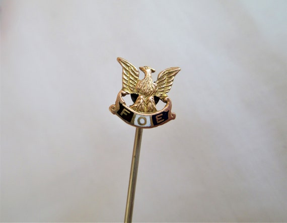 Antique 10K Gold FOE Fraternal Order of Eagle Enamel … - Gem
