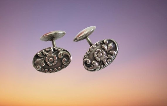 Antique Cufflinks 1800's Victorian Sterling Silver Floral - Etsy