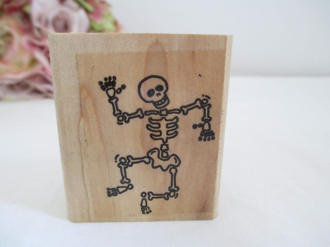Dancing Skeleton Rubber Stamp Wood Mount Rubber Stamp NOS Decorative ...
