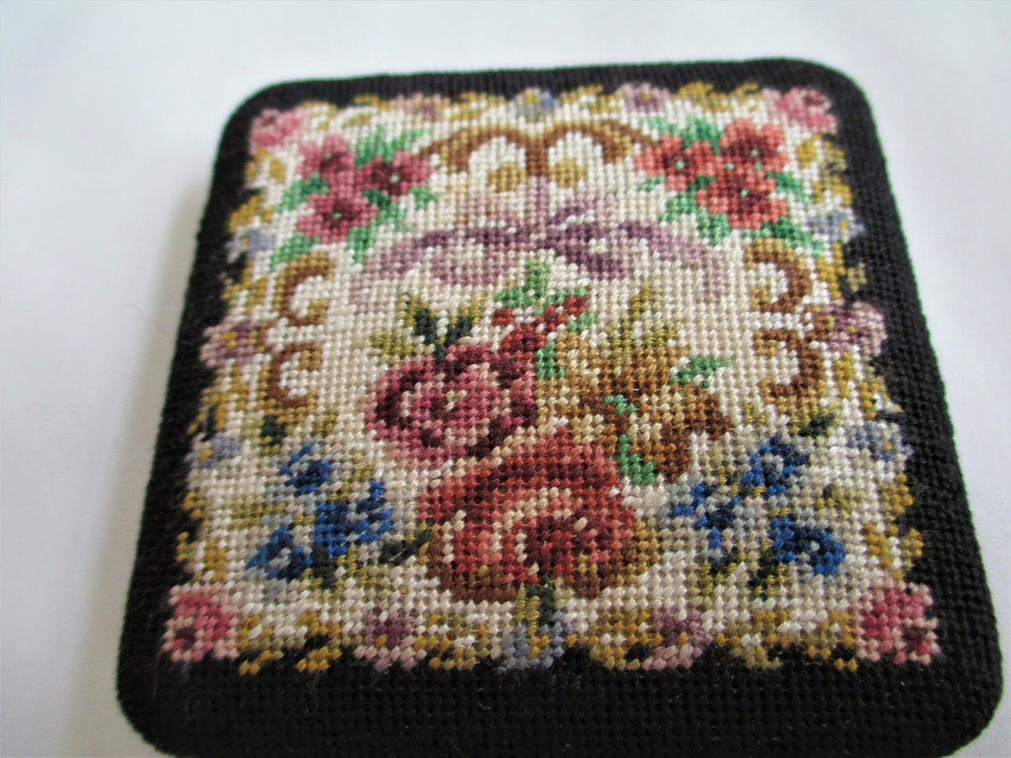 Vintage Compact Austrian Petit Point Powder Compact Unused in Earthy ...
