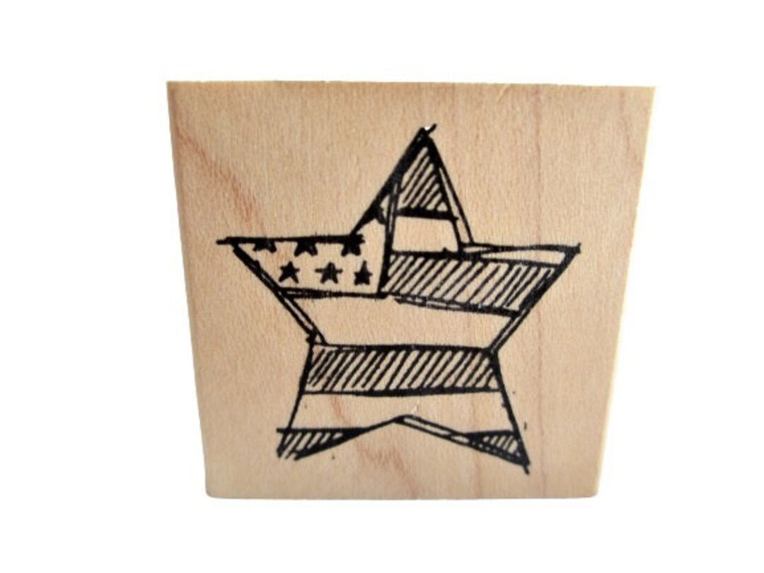 Rubber Stamp Star Patriotic Rubber Stamp Decorative Wood Mount Rubber ...