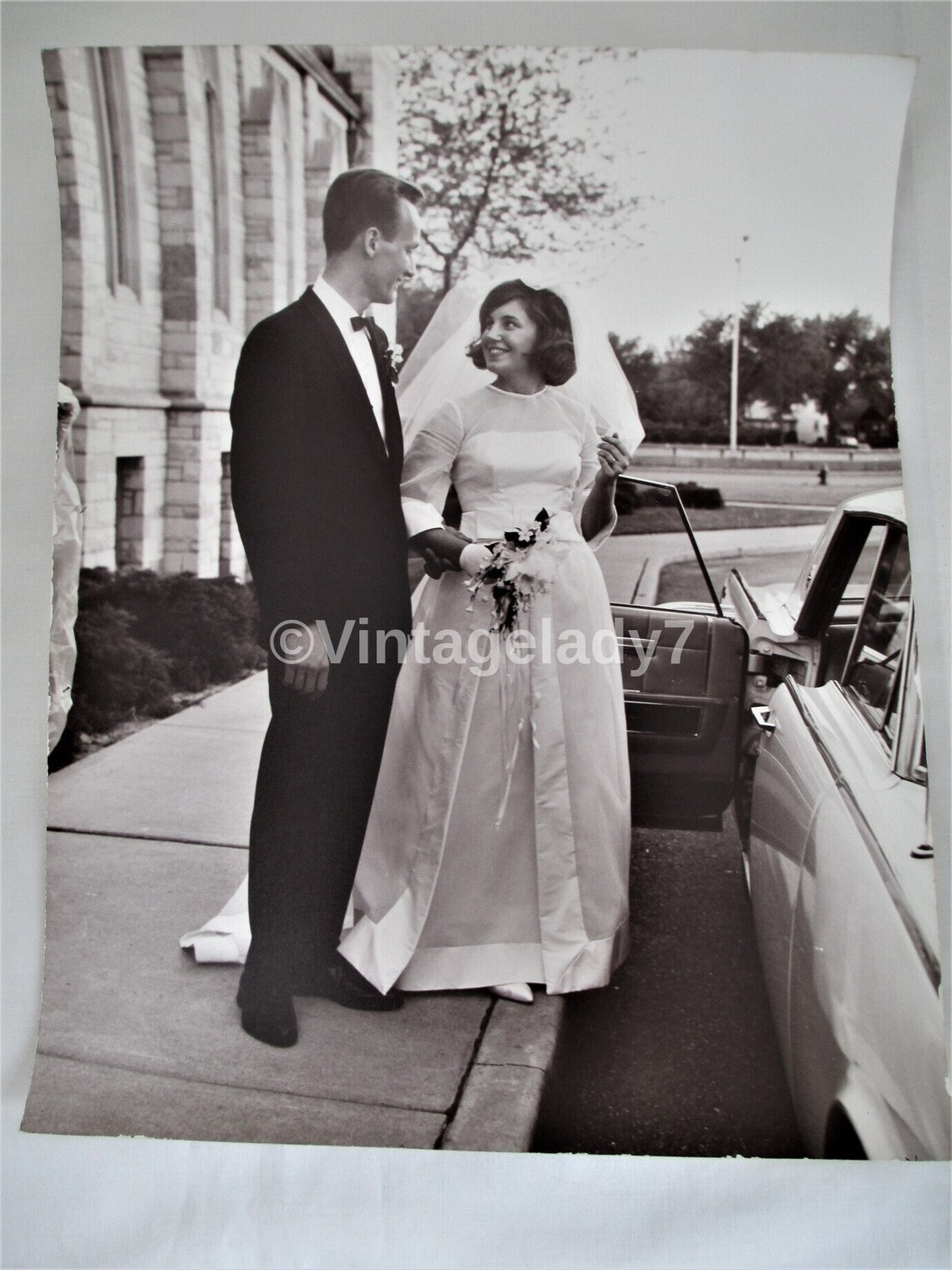 Vintage Photo 1966 Bride and Groom Getting in A Car Archive of ...