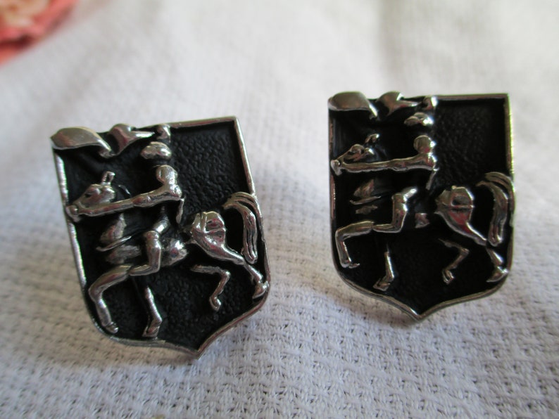 Vintage Swank Designer Collection Silver Enamel Knight on Horse Large ...