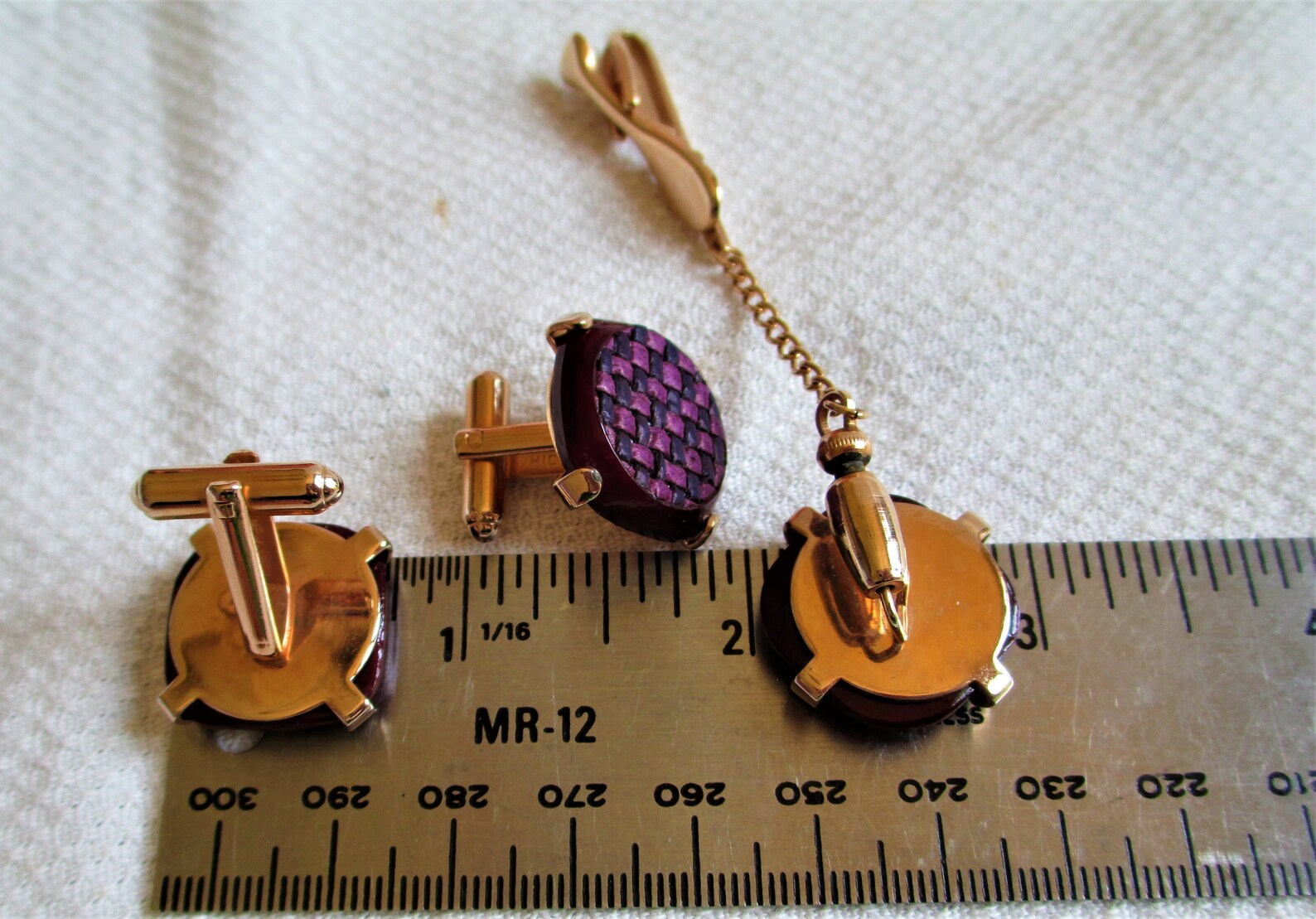 Vintage Cufflinks Set Hickok Rare Glass Basket Weave Purples | Etsy