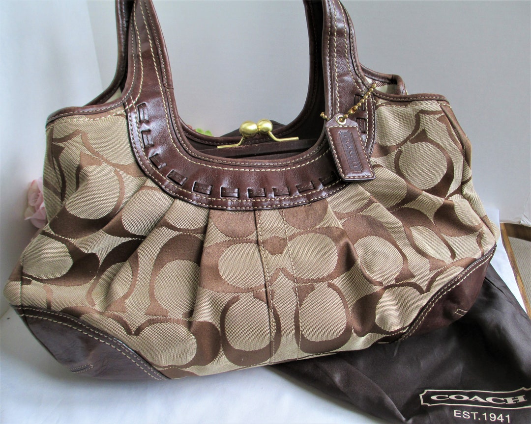 Vintage Coach Ergo Framed Monogram Handbag E0869-12232 Signature Logo ...