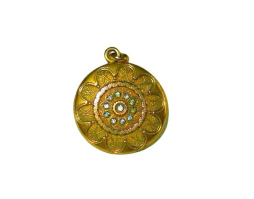 Antique Locket Pendant Stunning Gold Filled Victorian Paste Rhinestone ...