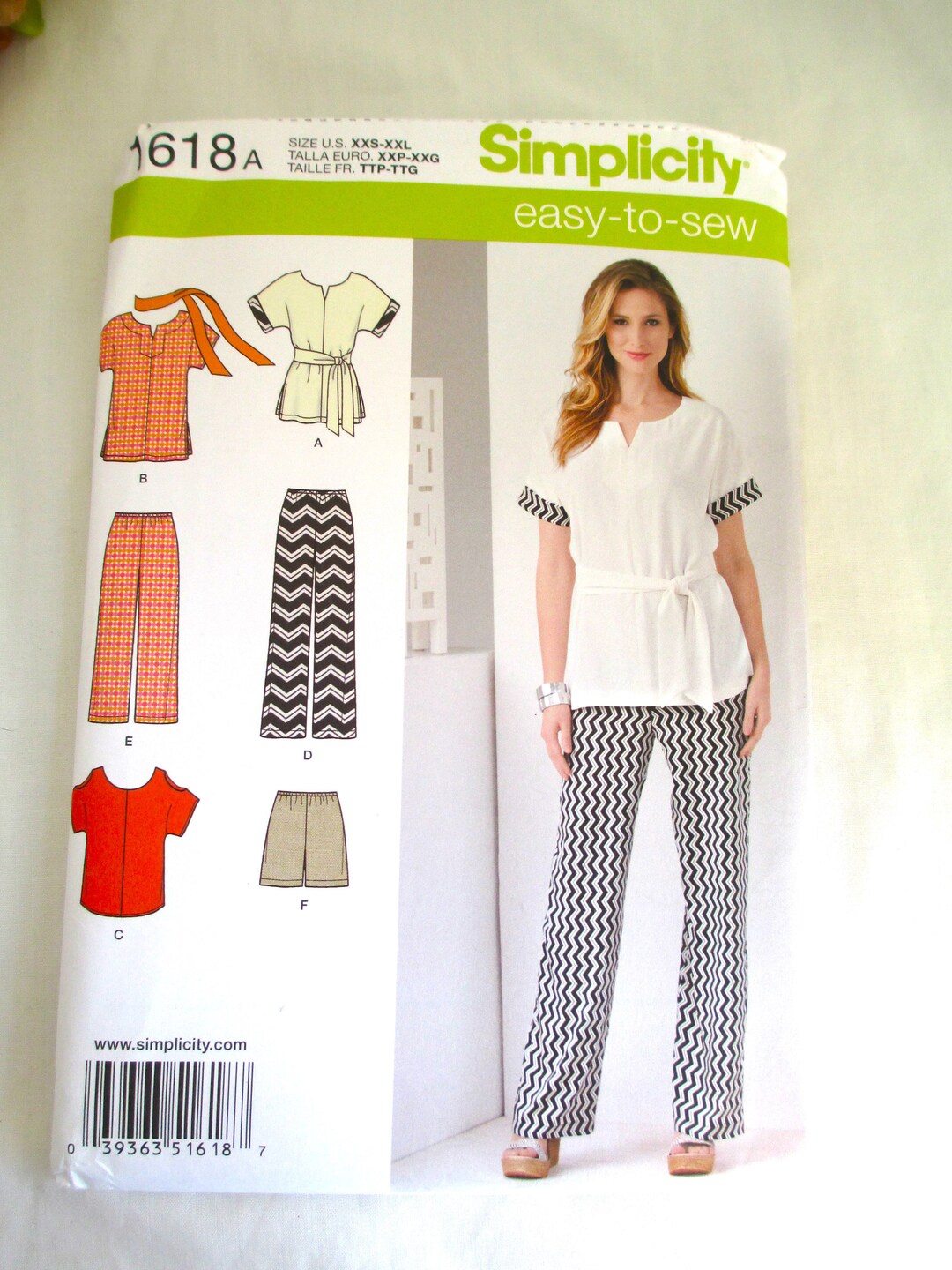 Sewing Pattern Vintage Simplicity 1618 Easy to Sew Pullover Tunic Pants ...