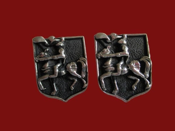 Vintage Swank Designer Collection Silver Enamel Knight on Horse Large ...