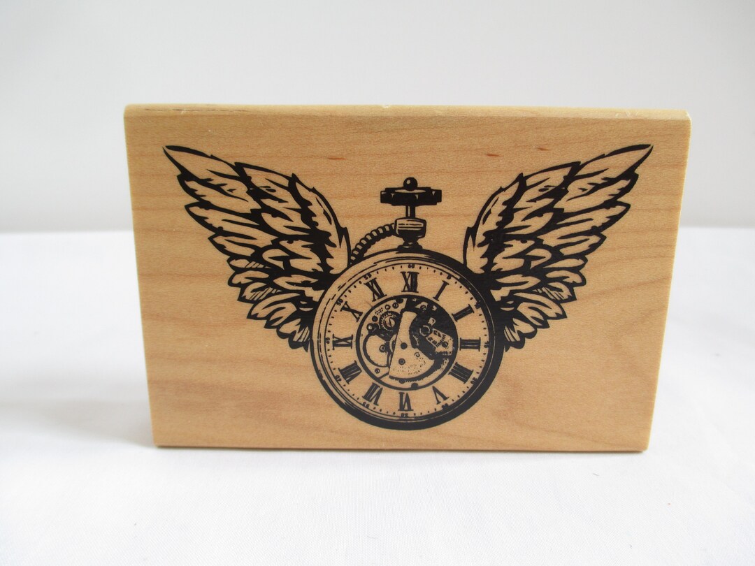Time Flies Rubber Stamp by Inkadinkado - Steampunk Pocket Watch With ...