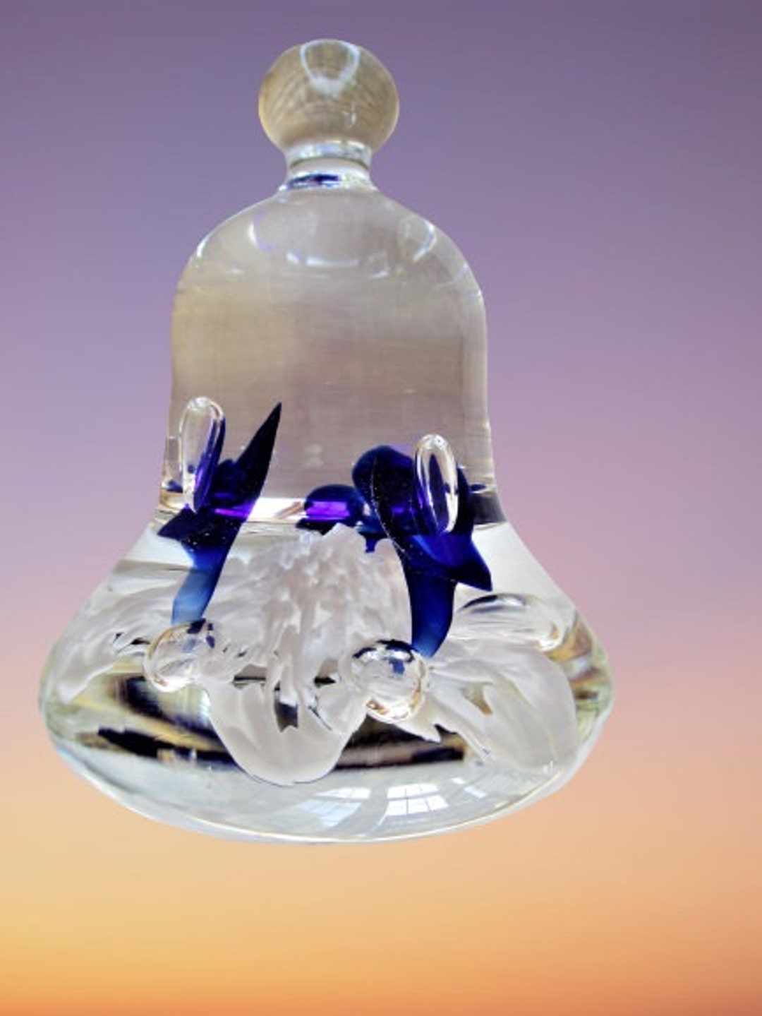 Vintage Paperweight Stunning Joe Rice Bell Shape With Beautiful Blue ...
