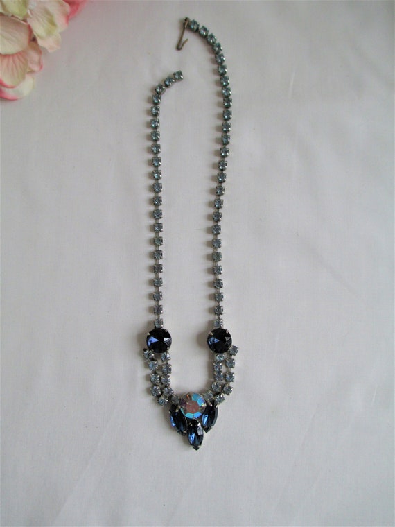 Vintage Juliana Blue Sapphire Aurora Borealis Necklac… - Gem