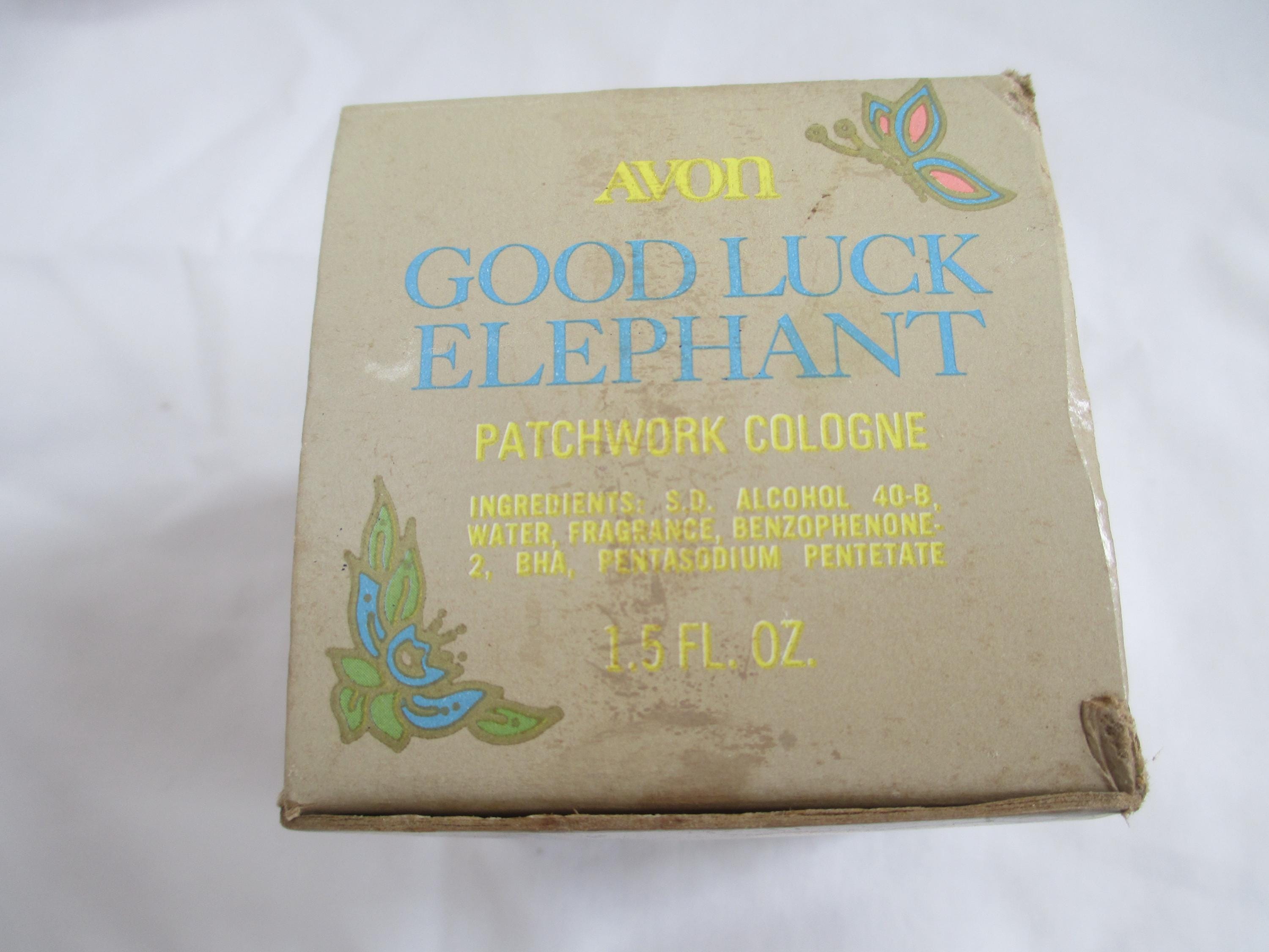 Avon Good Luck Elephant Patchwork Cologne Full Perfume Cologne Decanter ...