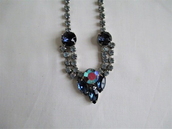 Vintage Juliana Blue Sapphire Aurora Borealis Necklac… - Gem