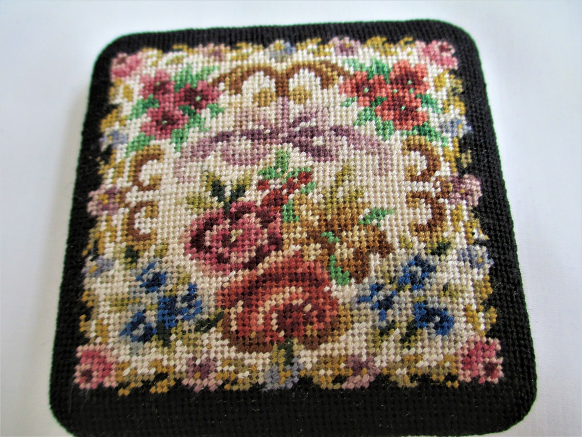 Vintage Compact Austrian Petit Point Powder Compact Unused in Earthy ...