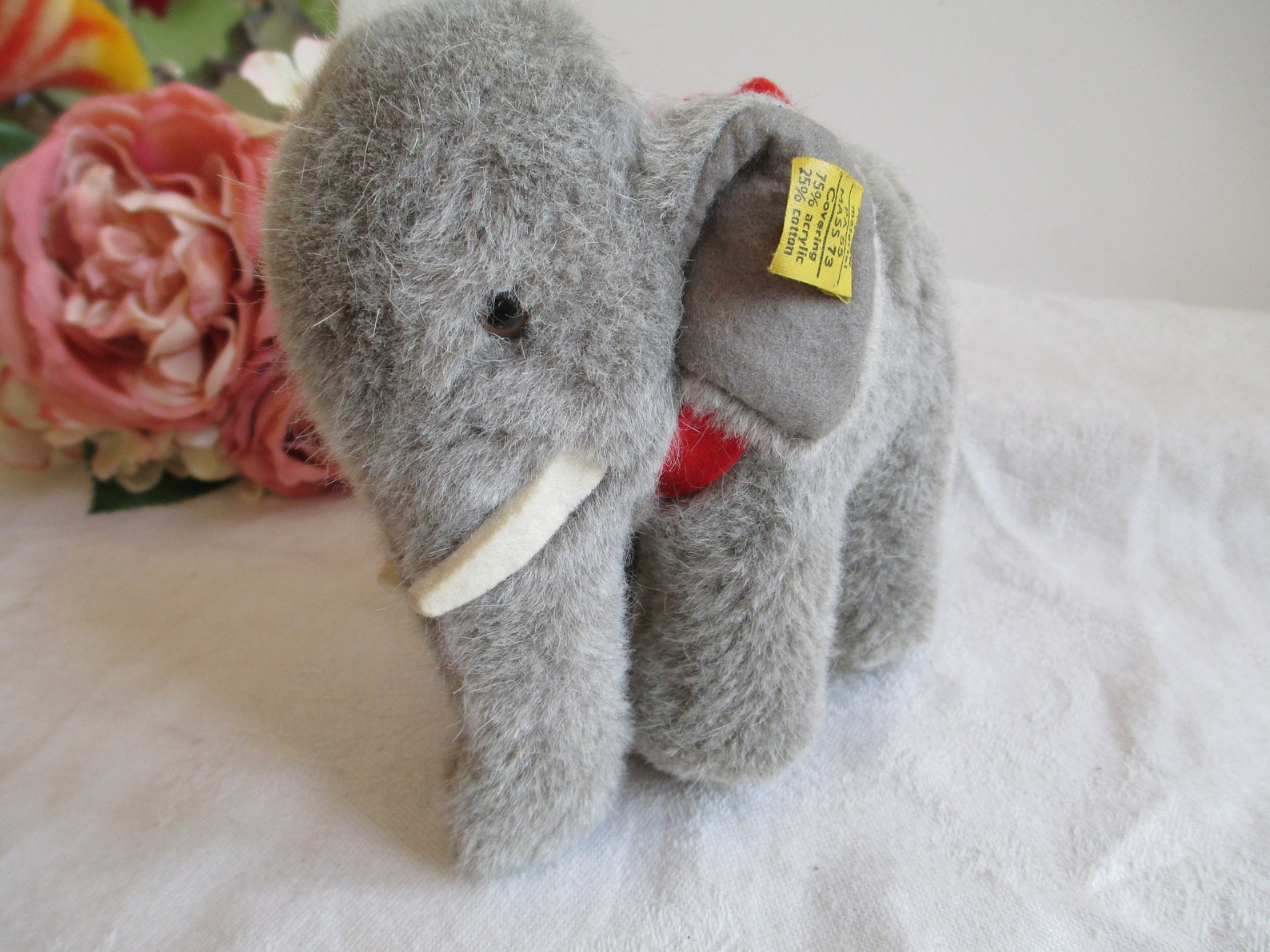 Vintage Steiff Elephant Ear Button Tag Mohair Adorable | Etsy