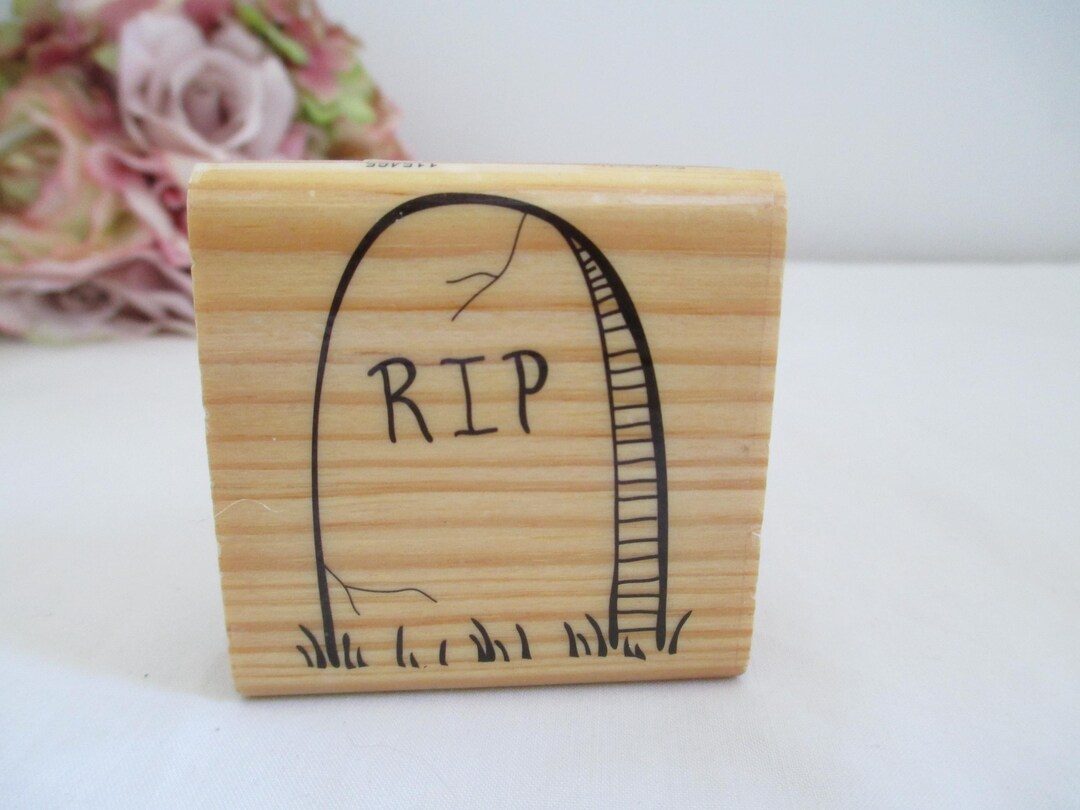 RIP Grave Headstone Rubber Stamp Recollections Wood Mount Rubber Stamp ...
