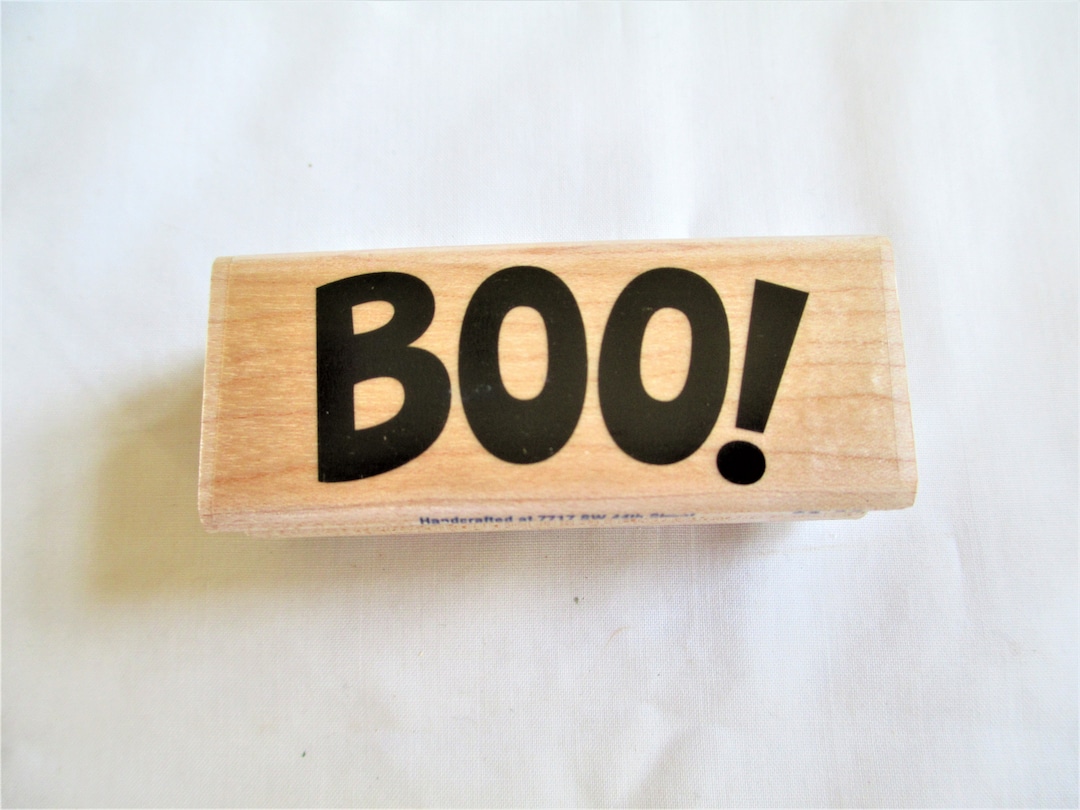 Bold BOO Stampabilities NOS Rubber Stamp Decorative Wood Mount Rubber ...