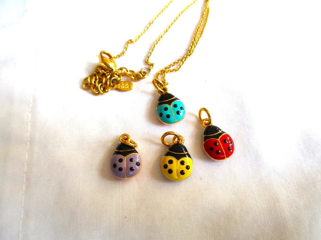 Vintage Necklace Ladybugs Enamel Vintage Joan Rivers Gold Tone Ladybug ...