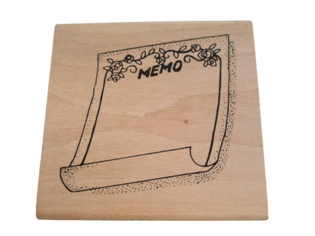 Memo Flower Note Rubber Stamp Decorative Wood Mount Rubber Stamp NOS ...