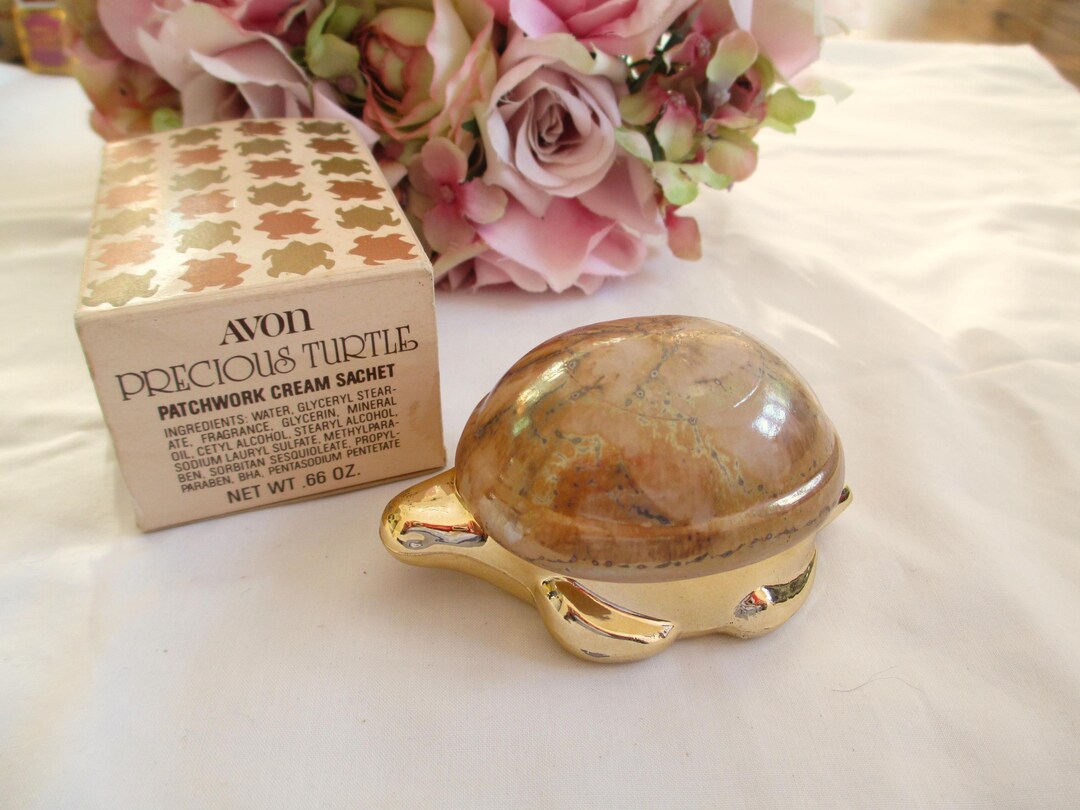 Avon Avon Precious Turtle Decanter With Patchwork Cream Sache ...