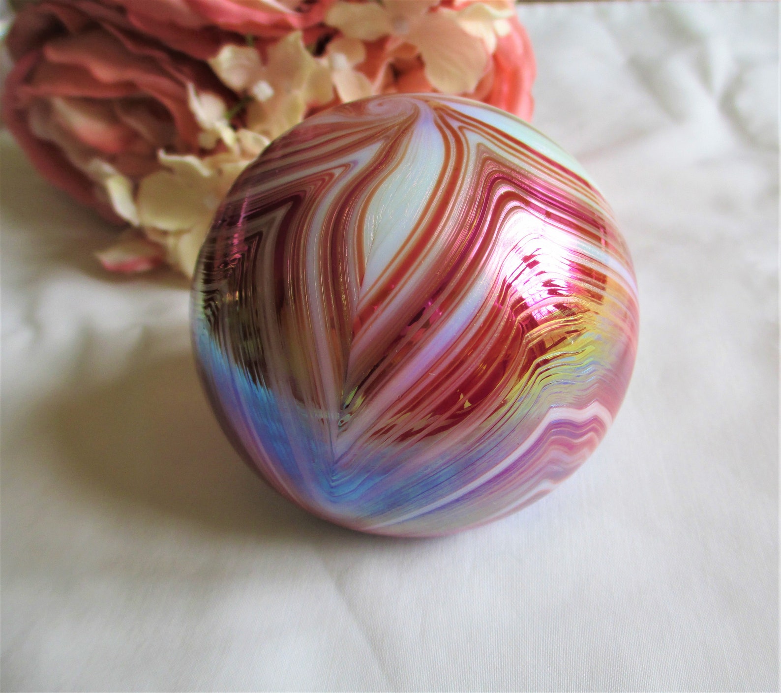 Vintage Paperweight Iridescent Signed Gibson 1997 Iridescent - Etsy