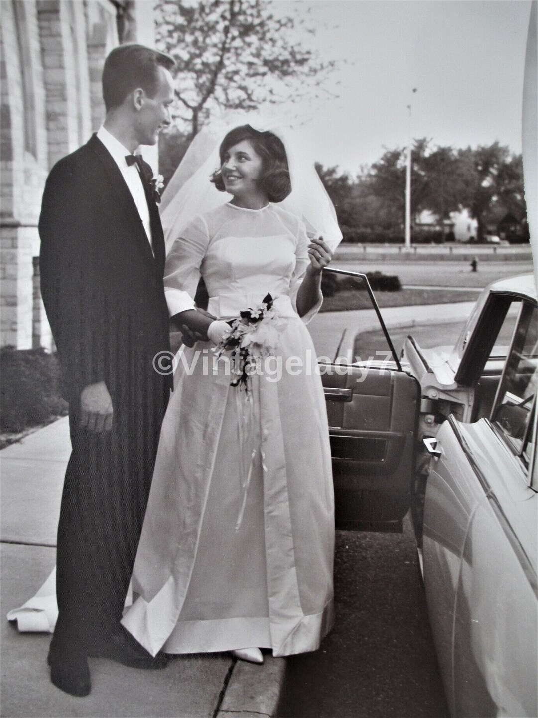 Vintage Photo 1966 Bride and Groom Getting in A Car Archive of ...