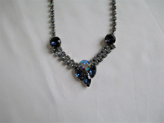 Vintage Juliana Blue Sapphire Aurora Borealis Necklac… - Gem