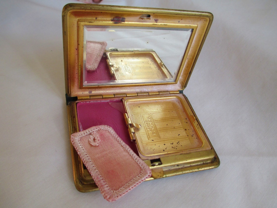 Vintage Compact Leather Vanity Book Mondaine Face Powder Rouge | Etsy