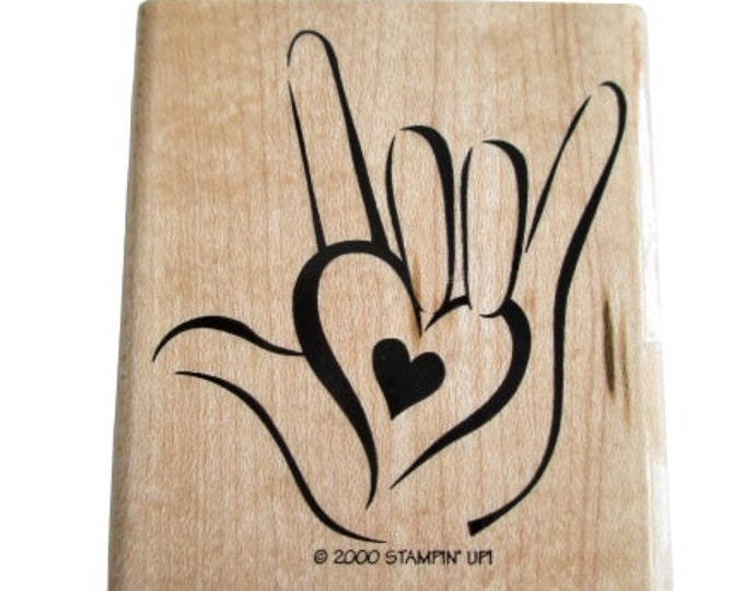 I Love You in Sign Language ASL Stampin up Rubber Stamp Decorative Wood ...