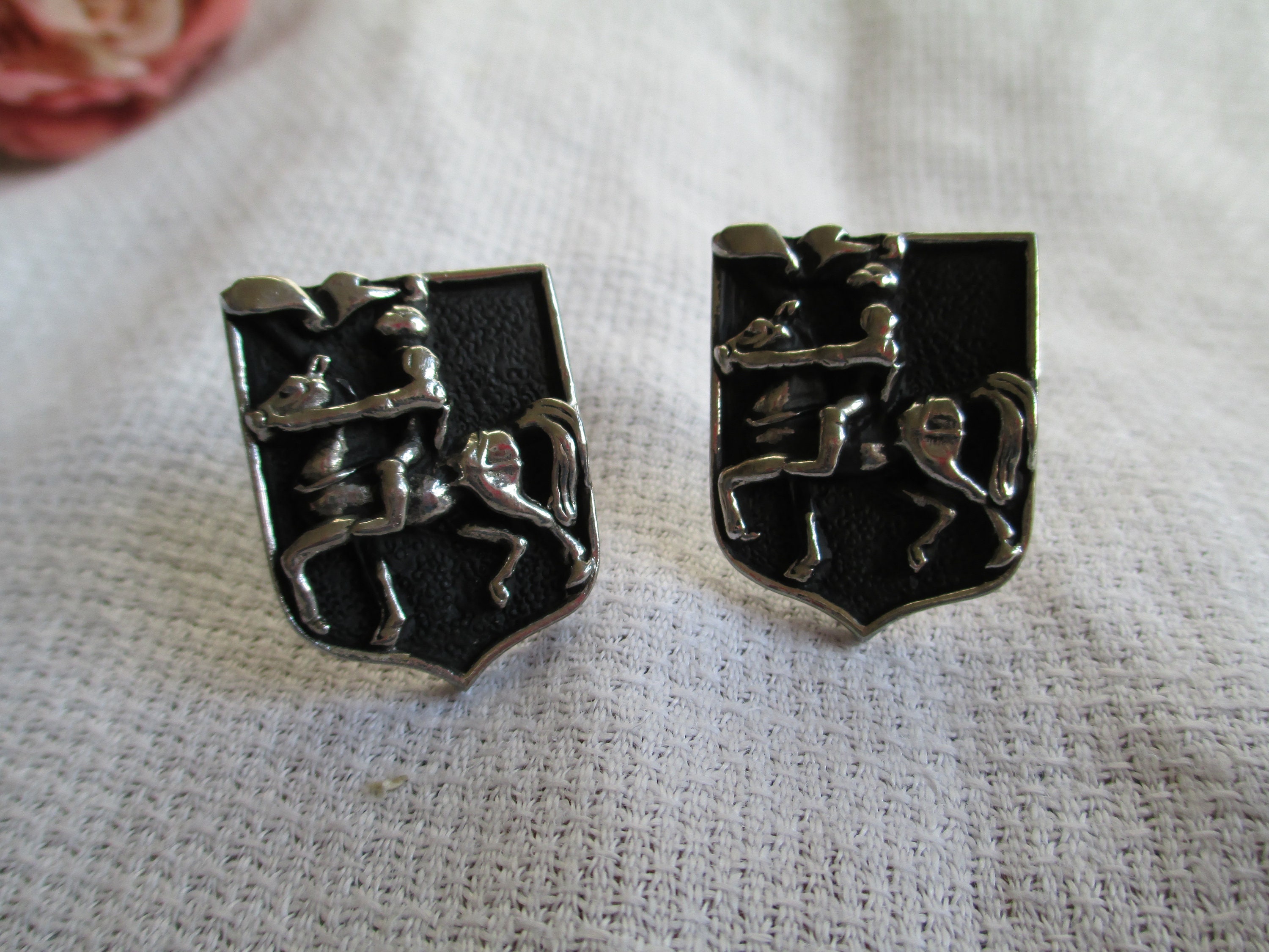Vintage Swank Designer Collection Silver Enamel Knight on Horse Large ...