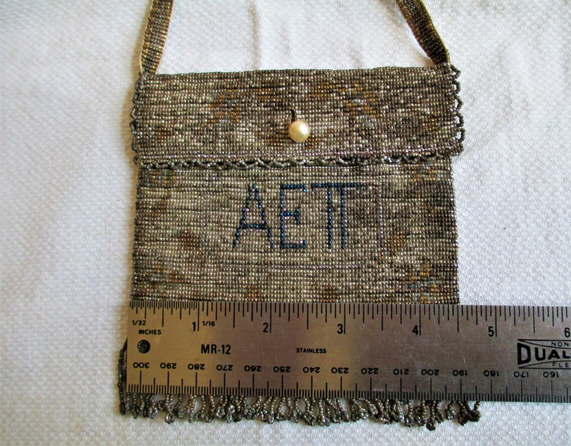 Antique Victorian Steel Beaded Sorority Greek Purse Handbag | Etsy
