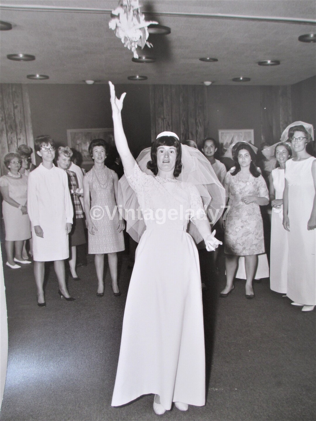 Vintage Photo 1966 Bride Tossing the Bouquet Wedding ARCHIVE of ...