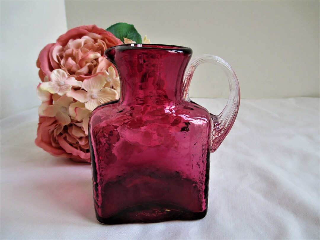 Pilgrim Red Purple Glass Nugget Pitcher Ewer Cruet Vintage Glass ...